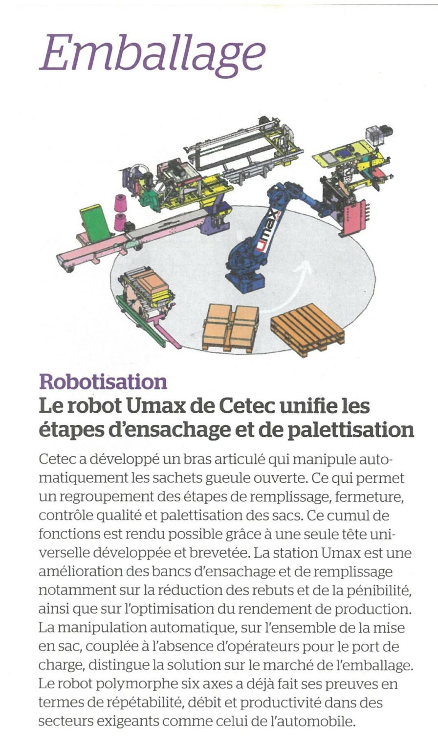 PROCESS ALIMENTAIRE - Avril 2024 n°1422 : Le Robot Umax de CETEC unifie ...