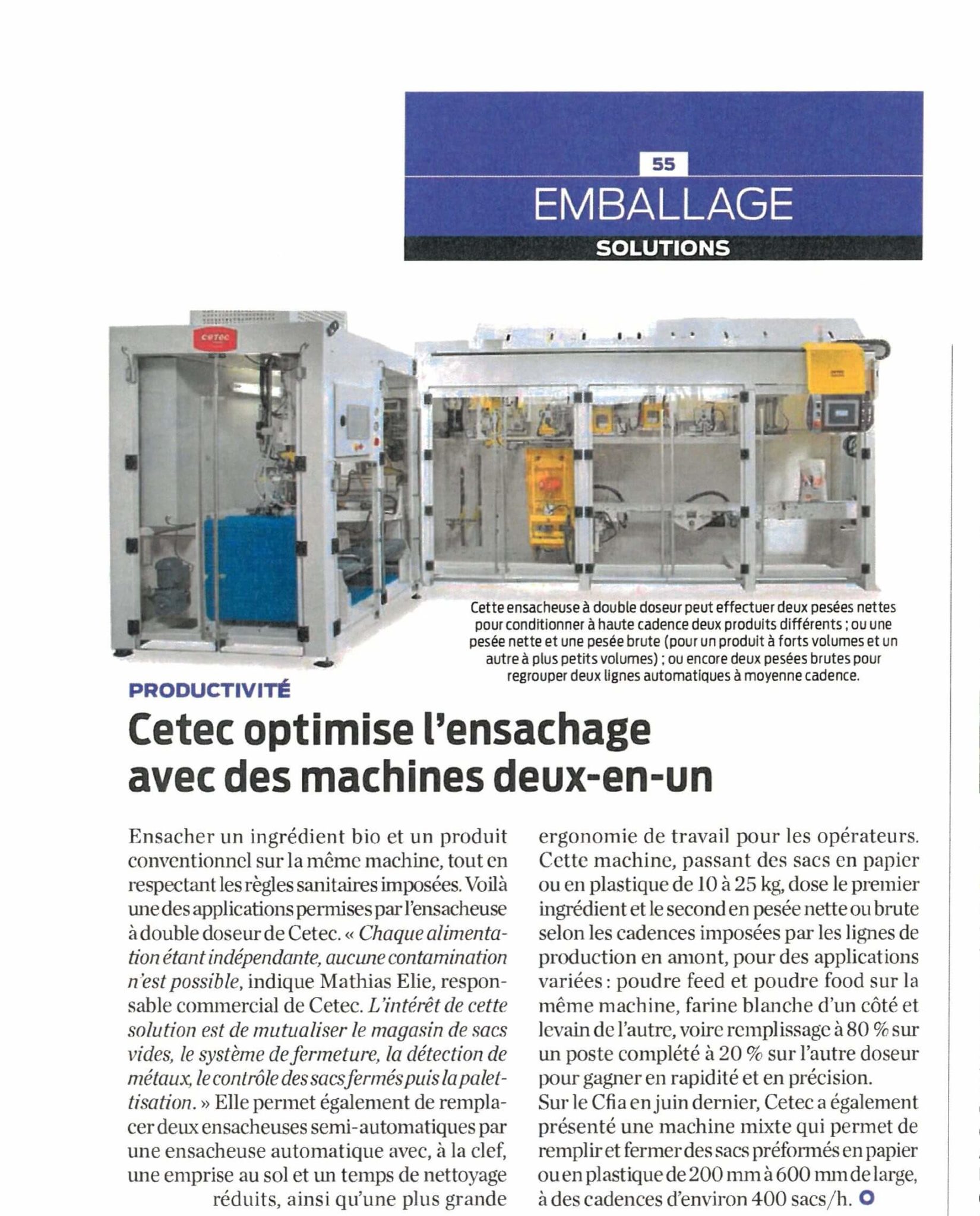 Cetec optimise l'ensachage avec des machines deux-en-un - Cetec ...